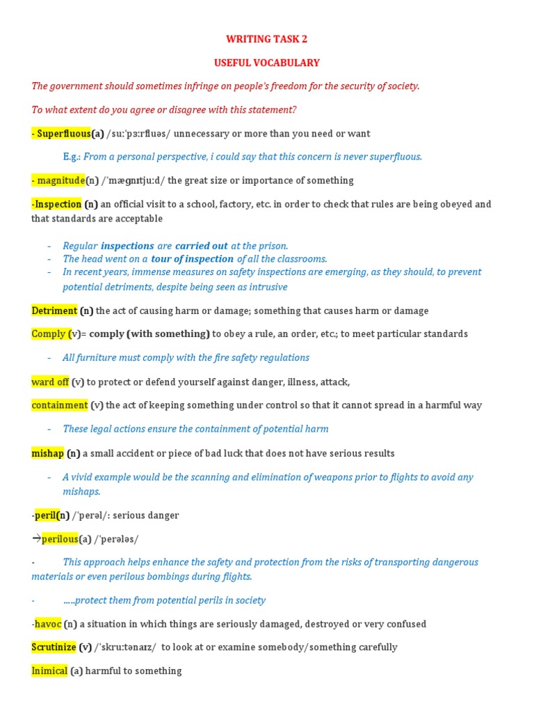 Writing Task 2 Vocabulary | PDF | Safety | Applied Ethics