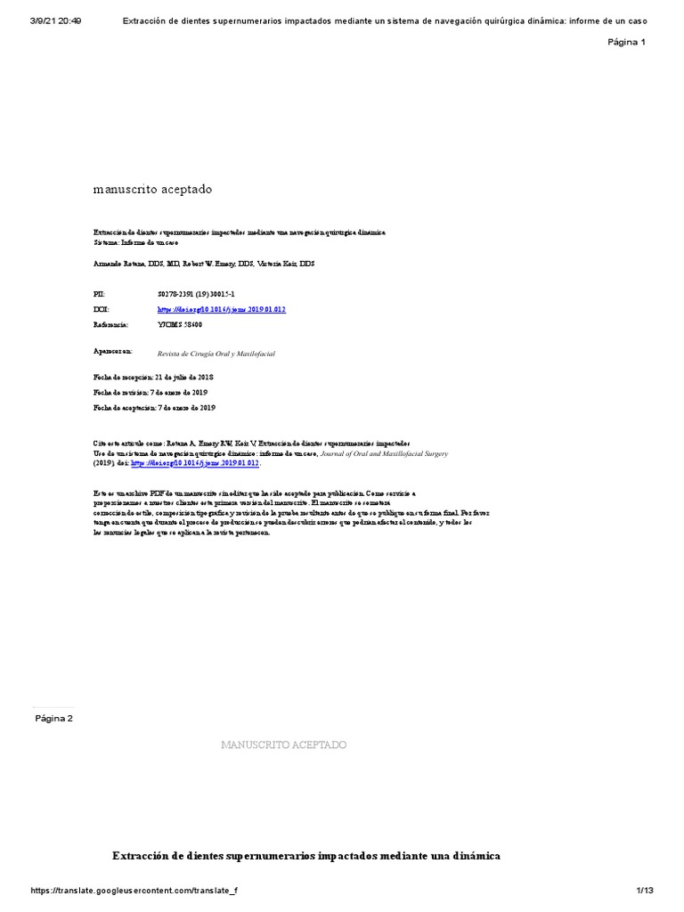 Extracción de dientes supernumerarios con navegación | PDF | Cirugía ...