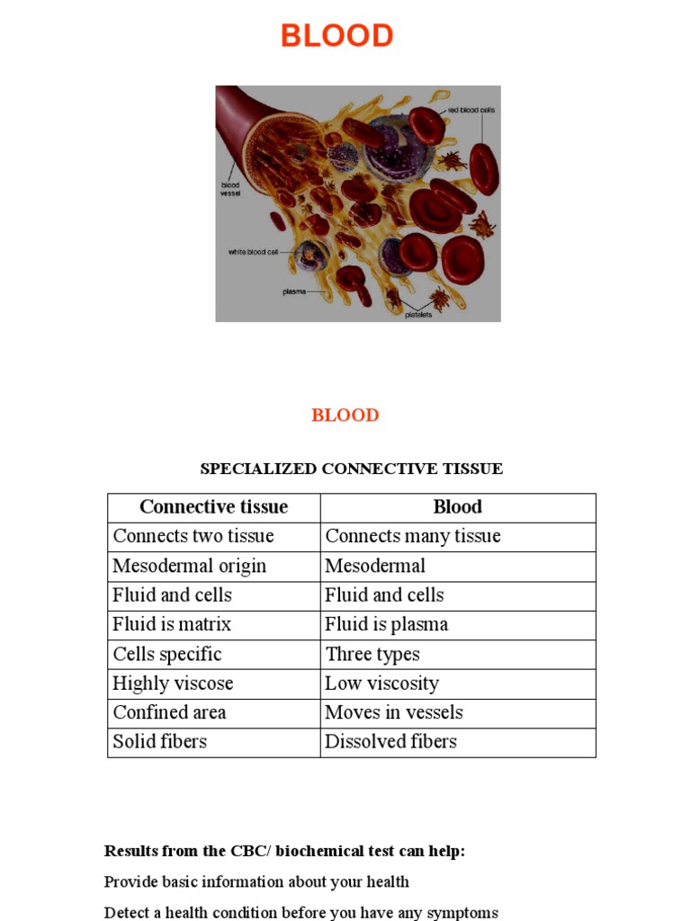 Blood Introduction Lecture 1 | PDF