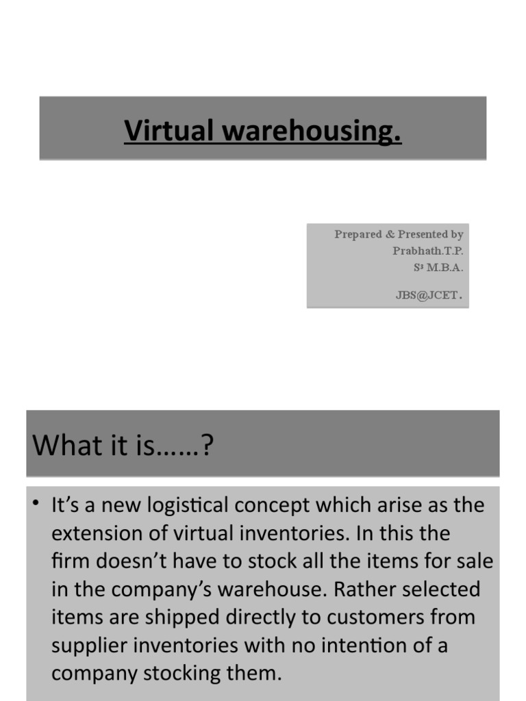 Virtual Warehousing Explained | PDF | Finance & Money Management
