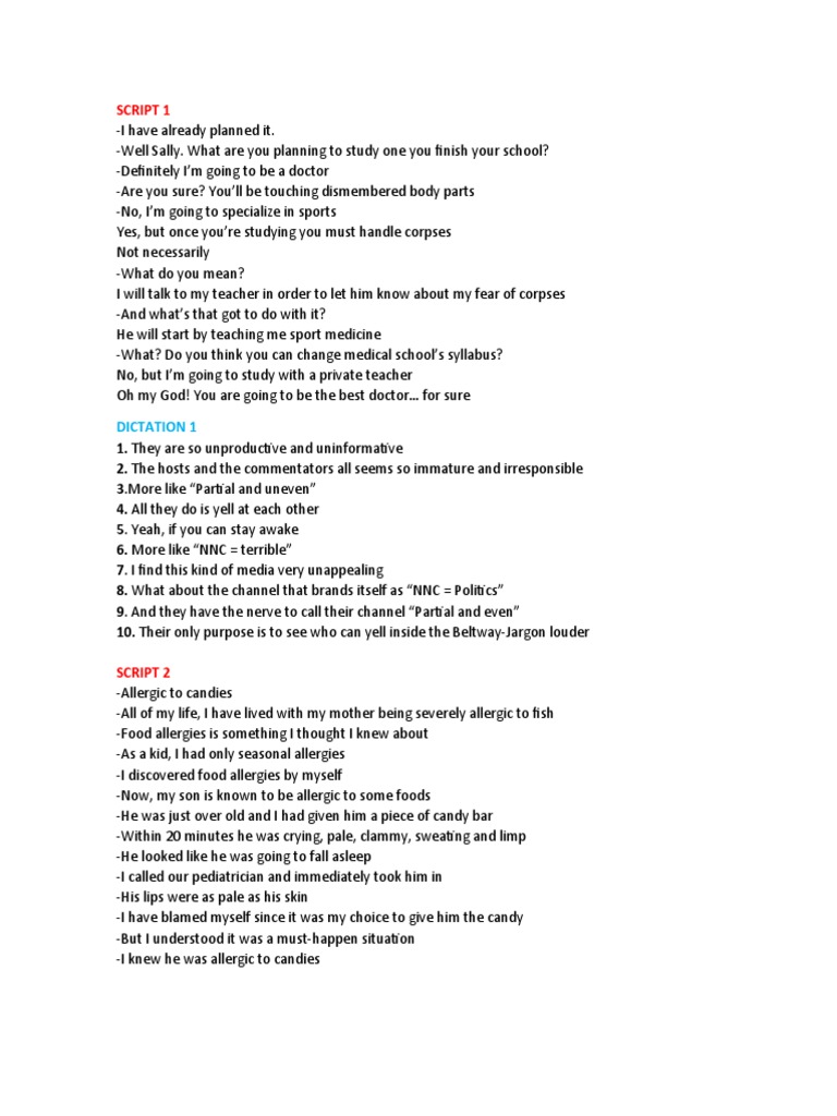 Scripts & Dictations | PDF