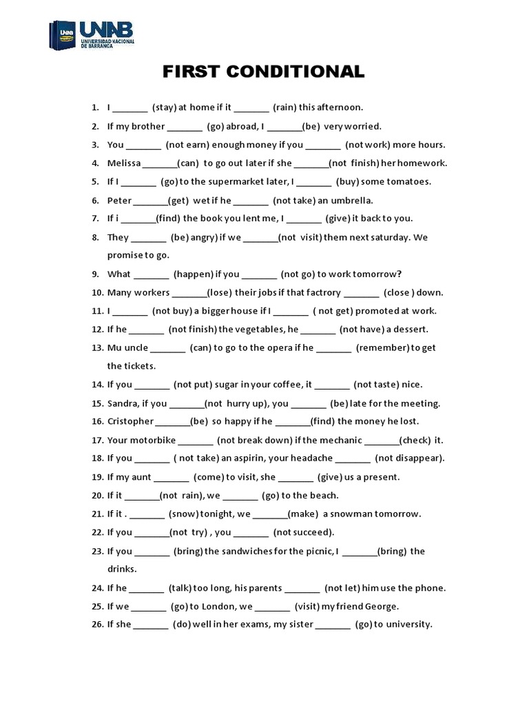 First Conditional - Homework | PDF