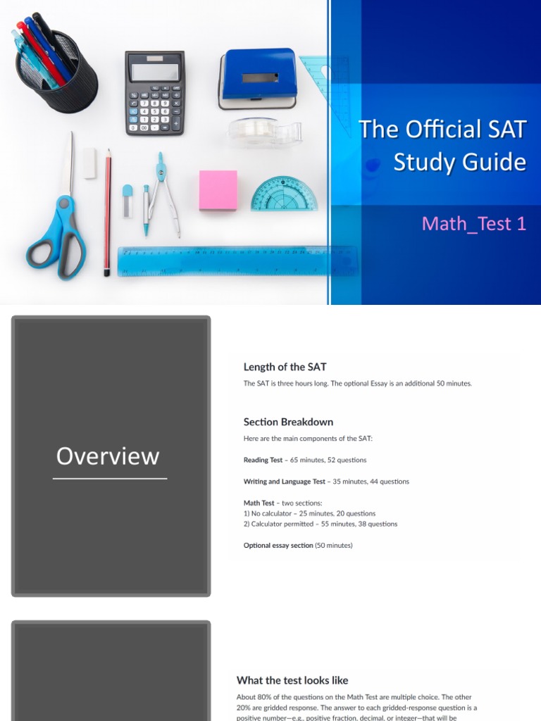 The Official SAT Study Guide - Test 1 | PDF | Triangle | Mathematics