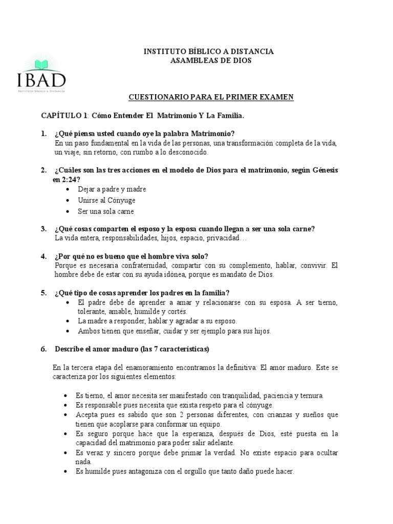 Cuestionario para Matrimonios Cristianos | PDF | Amor | Matrimonio