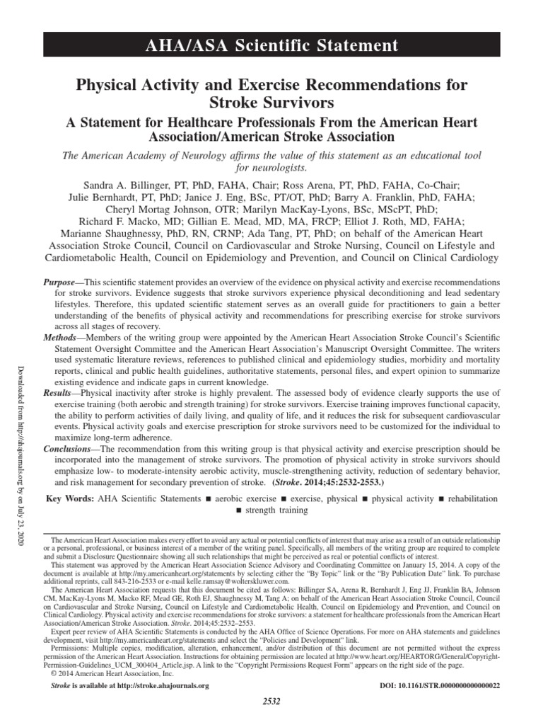 Billinger Et Al 2014 | PDF | Stroke | Cardiovascular Diseases