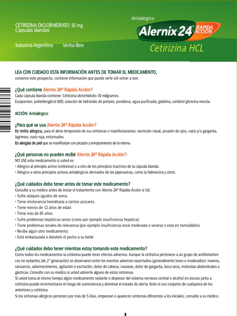 Alernix RA x10 501805-00 | PDF | Alergia | Medicamentos con receta