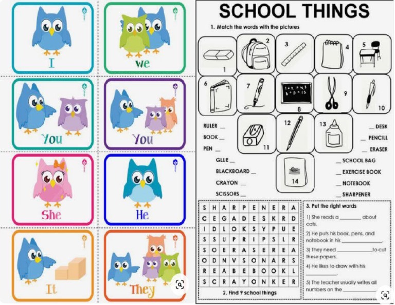 Personal Pronouns School Things | PDF