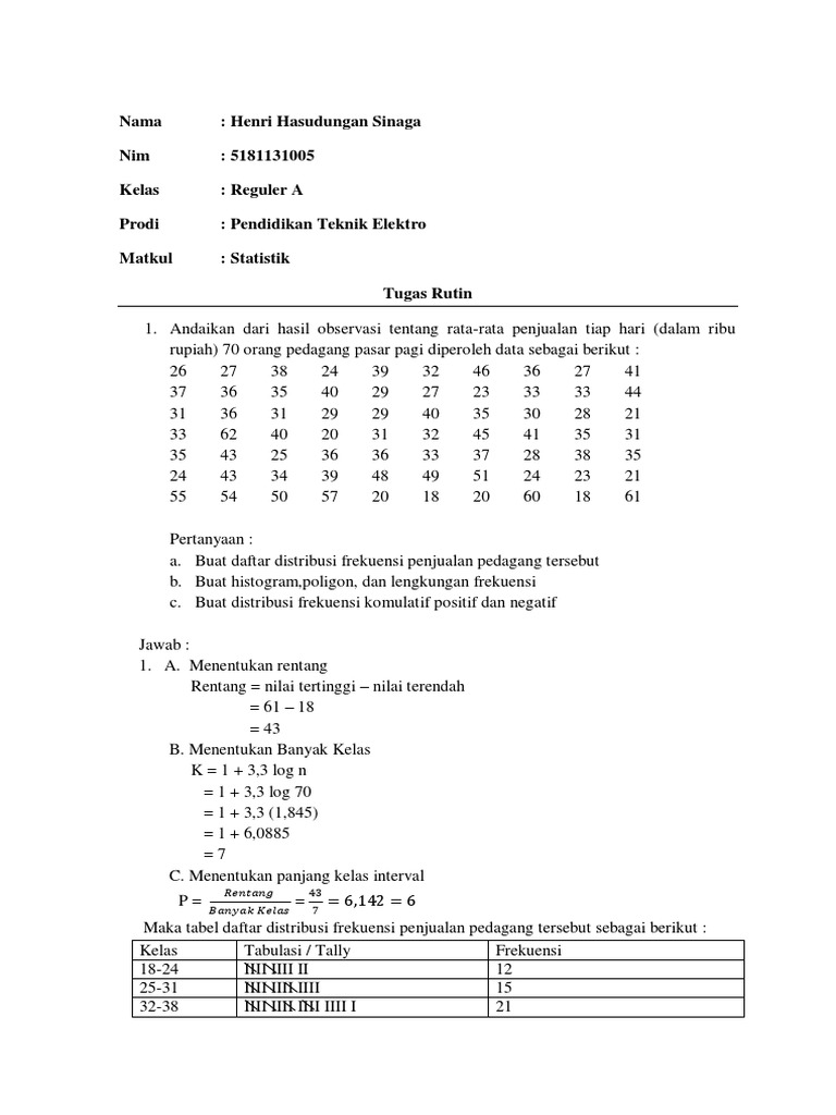 Tugas Rutin - Statistik - Henri Hasudungan Sinaga | PDF