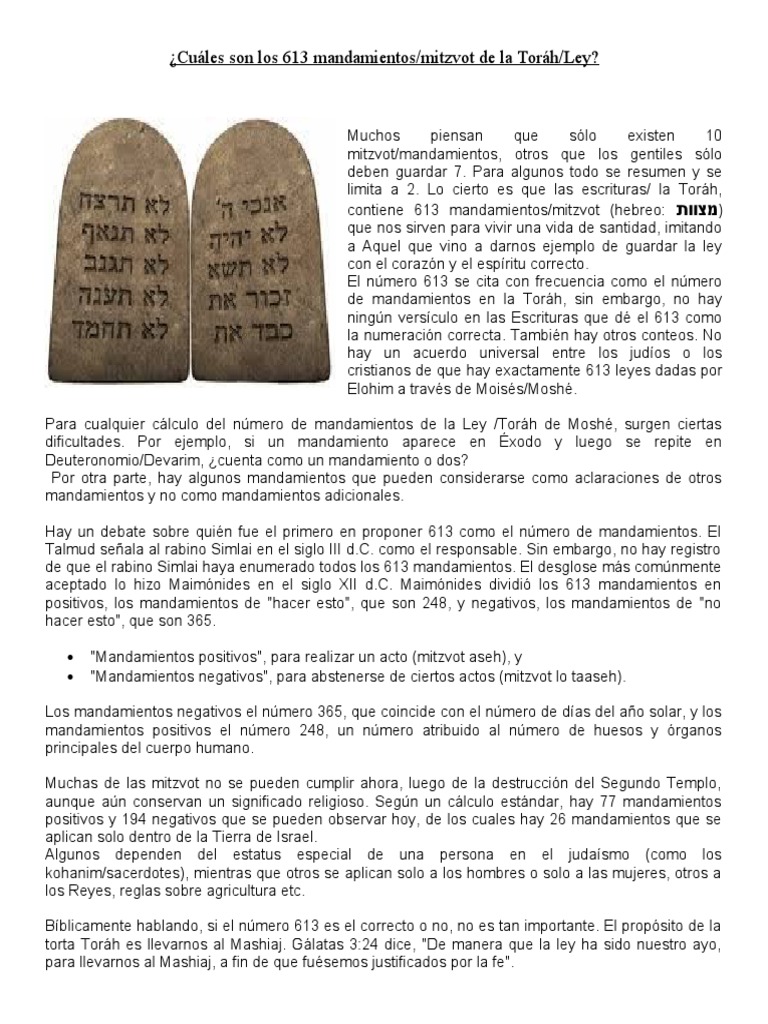Cuáles Son Los 613 Mandamientos | PDF | Diez Mandamientos | Tora