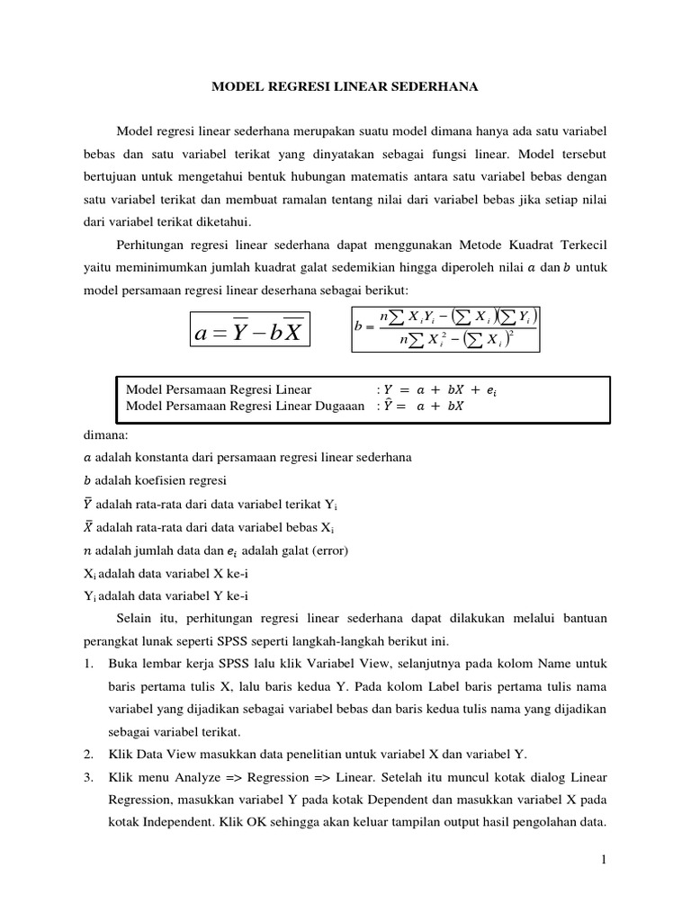 Materi 1 Model Regresi Linear Sederhana | PDF
