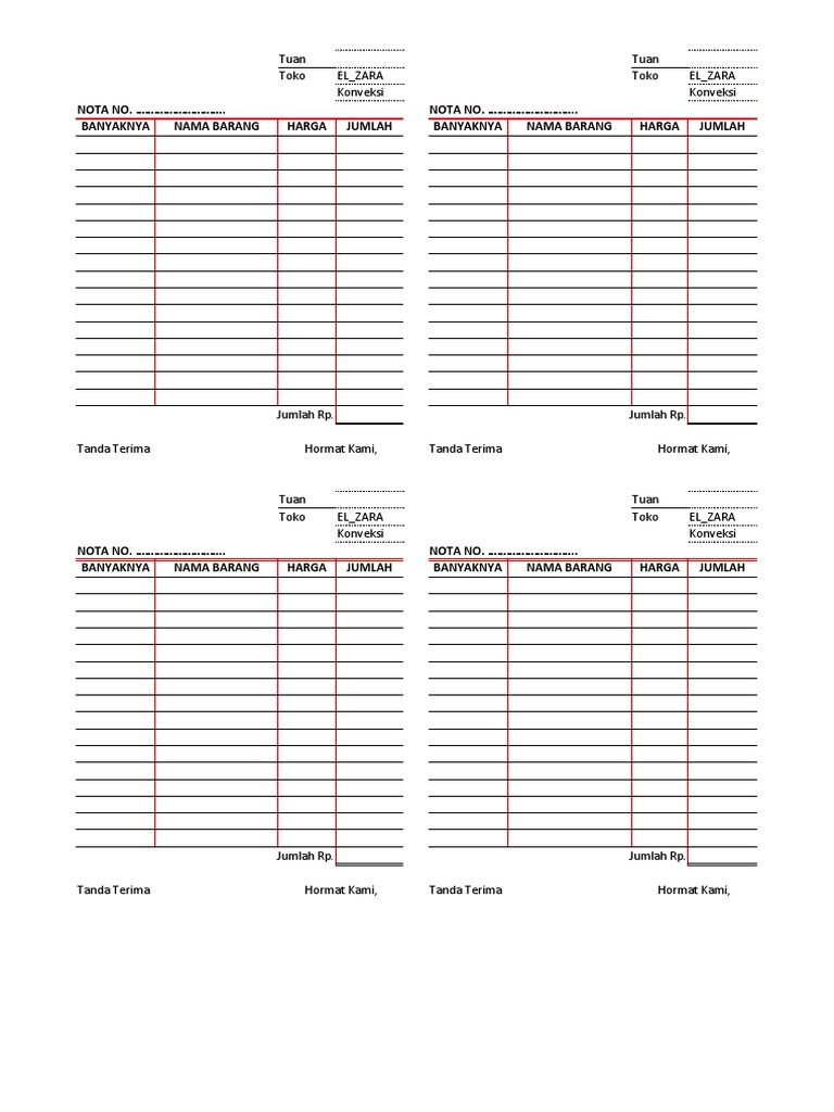 Nota Kontan Excel | PDF