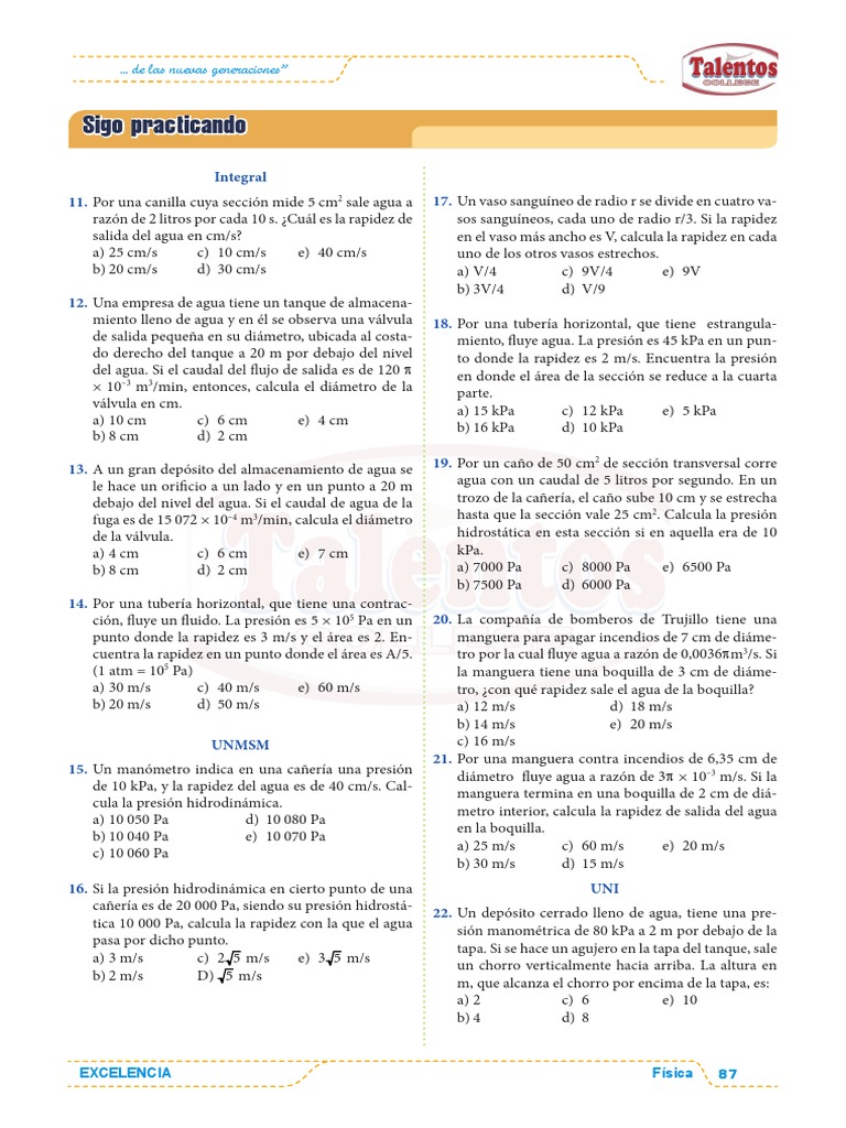 Sigo practicando hidrodinámica 5°Sec 3B | PDF | Presión | Ingeniería mecánica