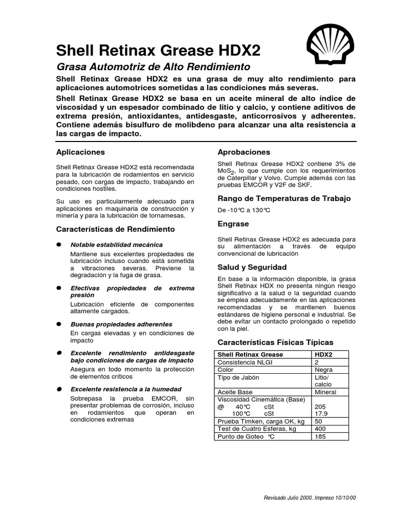 Retinax HDX | PDF | Lubricante | Petróleo