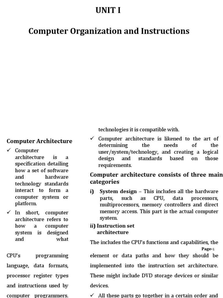 EC8552 Computer Architecture and Organization Unit 1 | PDF | Central ...