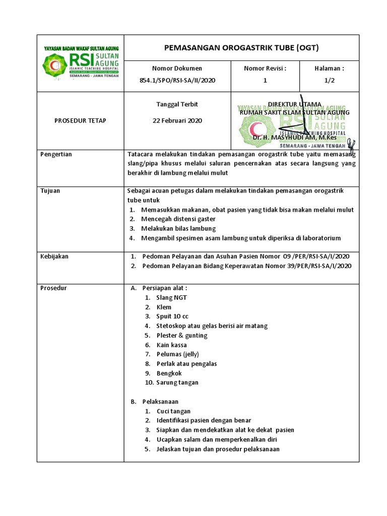 PEMASANGAN OROGASTRIK TUBE (OGT) - Dikonversi | PDF