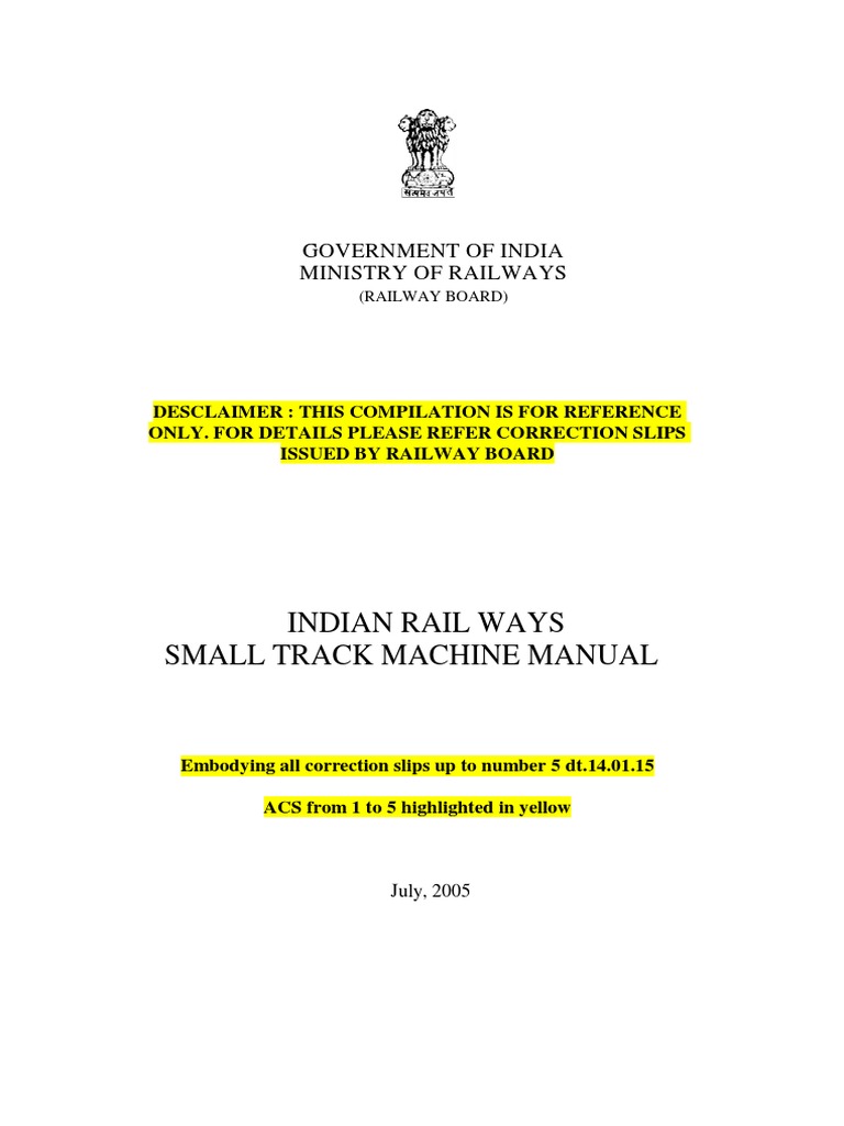 Small Trak Machine Manual | PDF | Track (Rail Transport) | Rail Transport