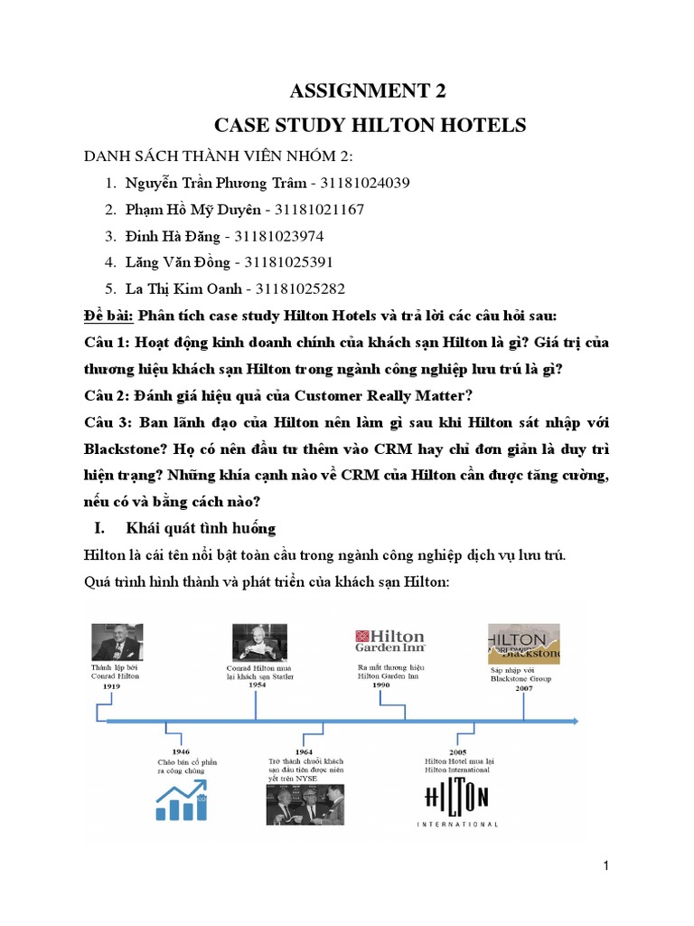 Case Study Hilton Hotels - Nhóm 2 | PDF