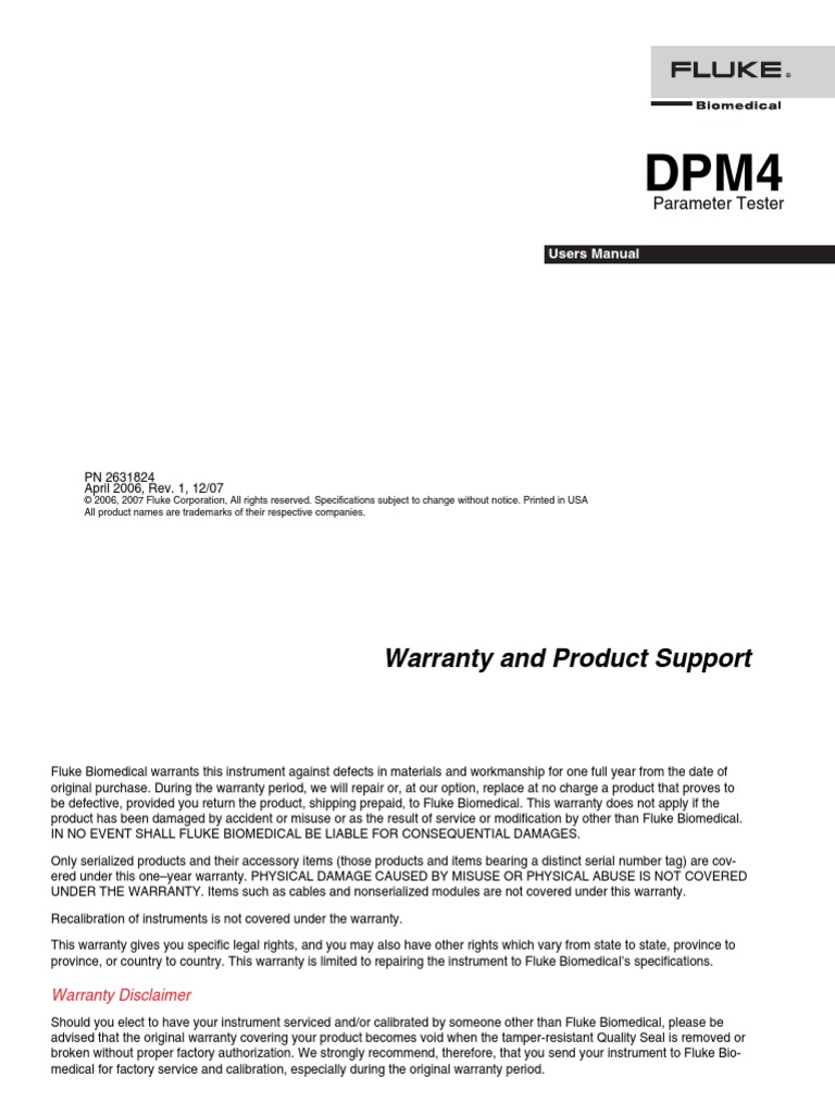 Servis Manual Paremeter Tester Dpm4 | PDF | Calibration | Humidity