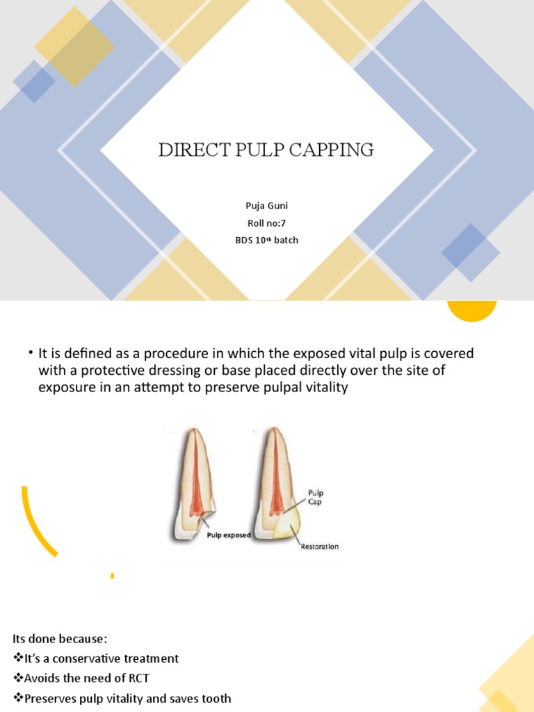 Direct Pulp Capping | PDF | Medical Specialties | Diseases And Disorders