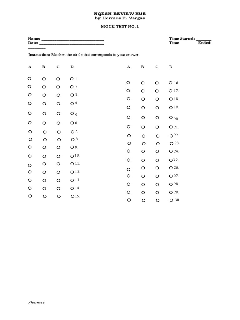 Nqesh Review Hub Answer Sheet | PDF