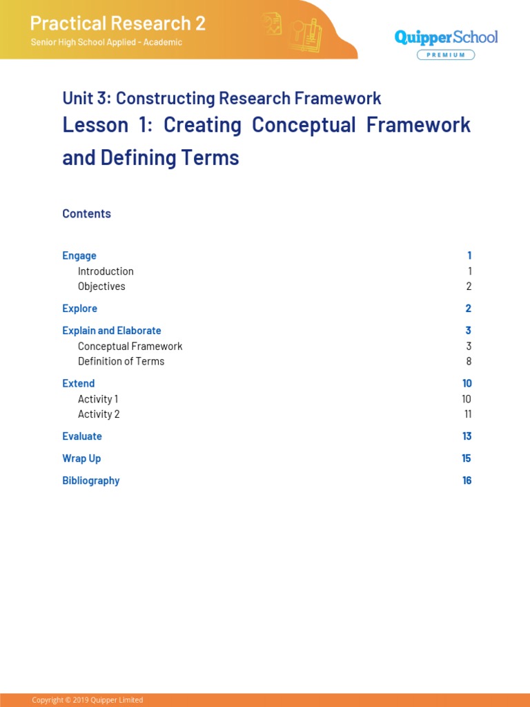 Lesson 1 Creating Conceptual Framework and Defining Terms 0 | PDF | Theory | Conceptual Framework