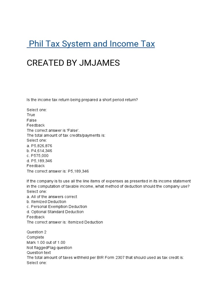 Phil Tax System: Income Tax Guide | PDF | Tax Deduction | Gross Income