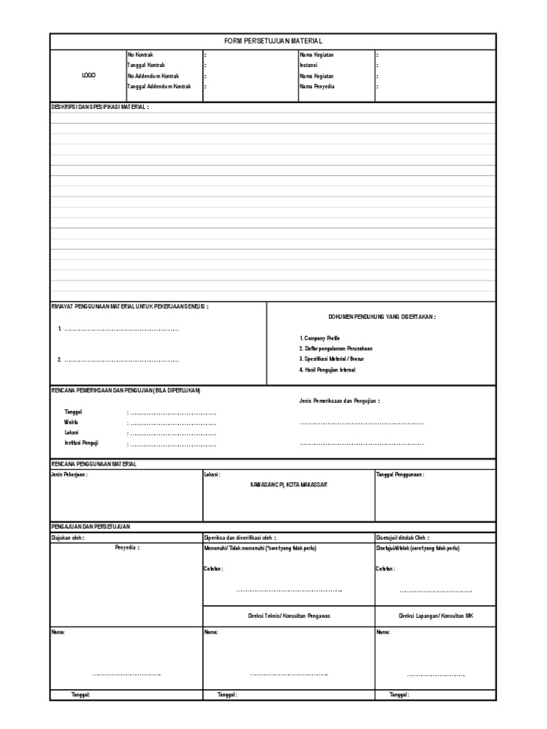 Form Persetujuan Material Proyek | PDF