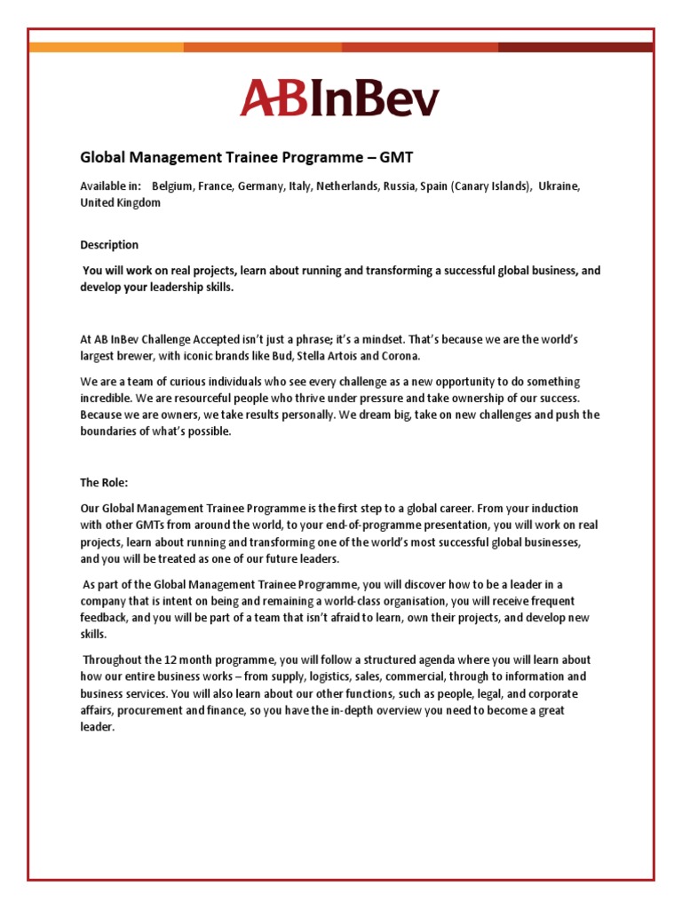 Global Management Trainee Programme | Download Free PDF | Cognition