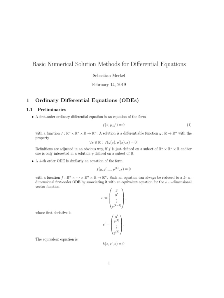 Basic Numerical Solution Methods For Differential Equations | Download ...