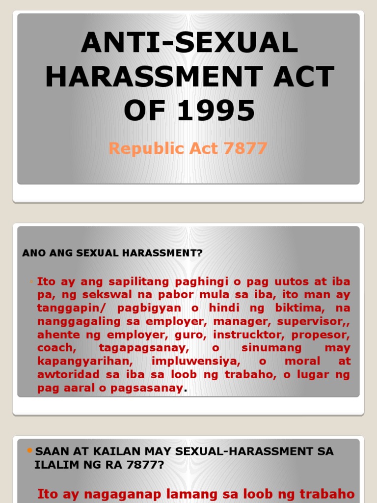 Presentation On RA 7877 | PDF