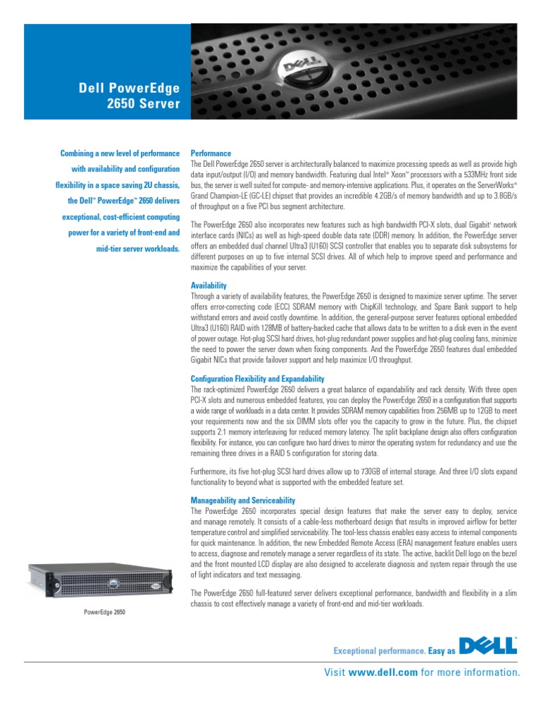 DELL Poweredge 2650 Specs | PDF