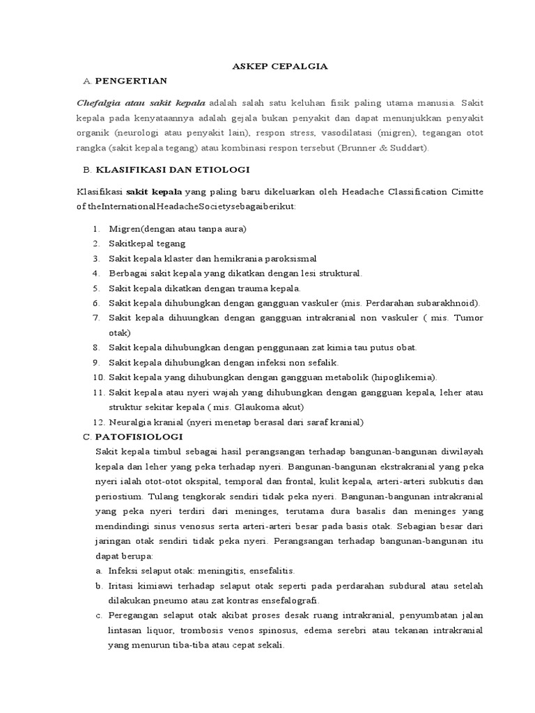 Askep Cepalgia | PDF | Pengembangan Diri | Sains & Matematika