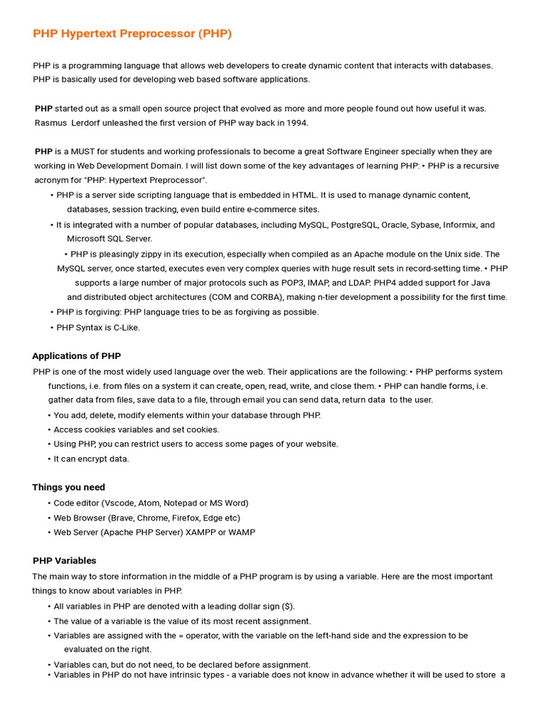 PHP Hypertext Preprocessor (PHP) | PDF | Control Flow | Php