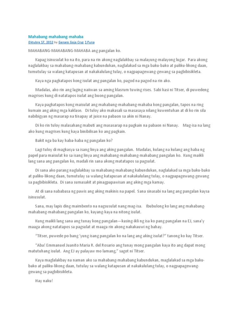 Mahabang Mahabang Mahaba | PDF