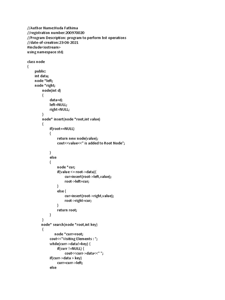 Bst Operations Pdf Computer Programming Algorithms And Data Structures