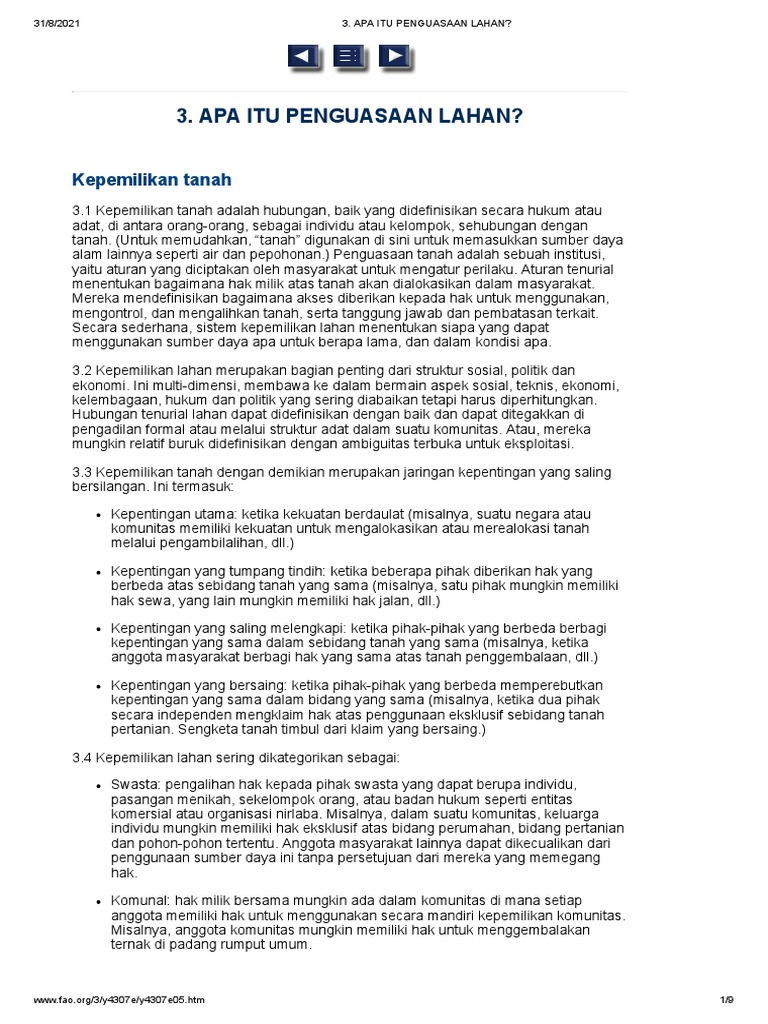 Penguasaan Lahan dan Kepemilikannya | PDF | Hukum