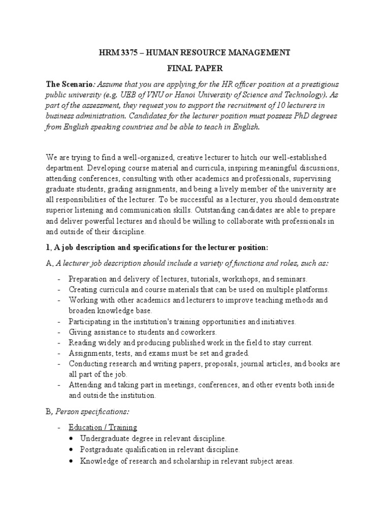 HRMfinal | PDF | Doctorate | Human Resource Management