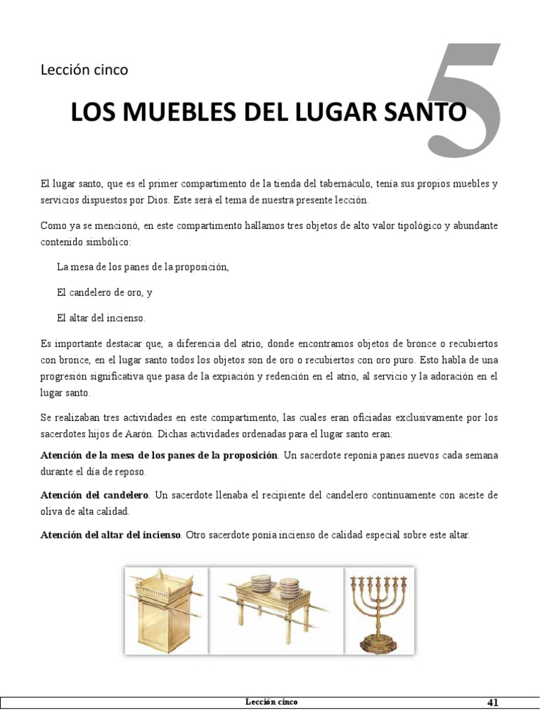 LECCIÓN 5 - Los Muebles Del Lugar Santo | PDF | Cristo (título) | Oración