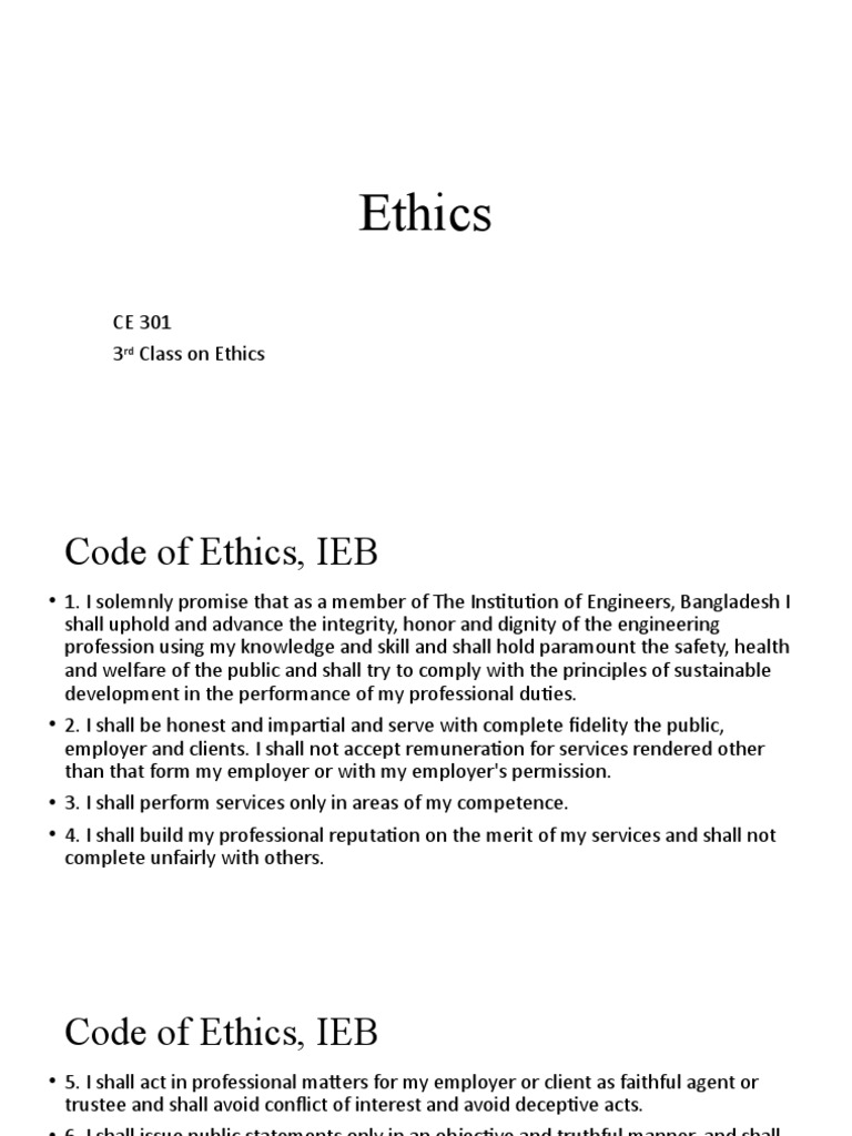 Ce 301 Code of Ethics 3rd Class | PDF | Engineer | Malware