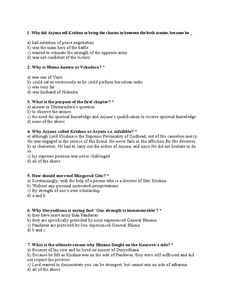 MCQ 1 | PDF | Hindu Mythology | Mahabharata