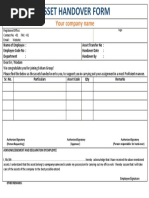 Asset Handover Form | PDF