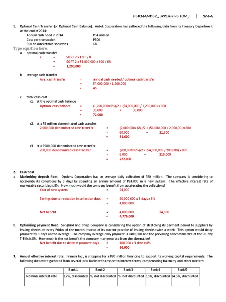 Fiman. WC Assignment | PDF | Interest | Cost Of Goods Sold