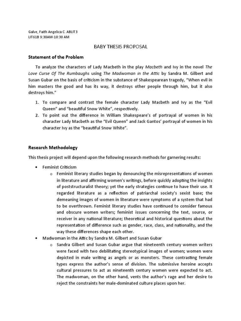 Baby Thesis Proposal: Statement of The Problem | PDF | Feminism ...