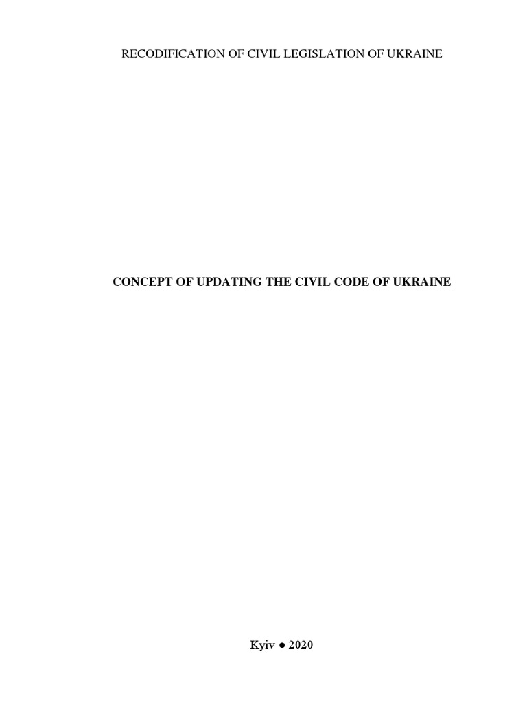 Concept of Updating The Civil Code of Ukraine | PDF | Possession (Law ...