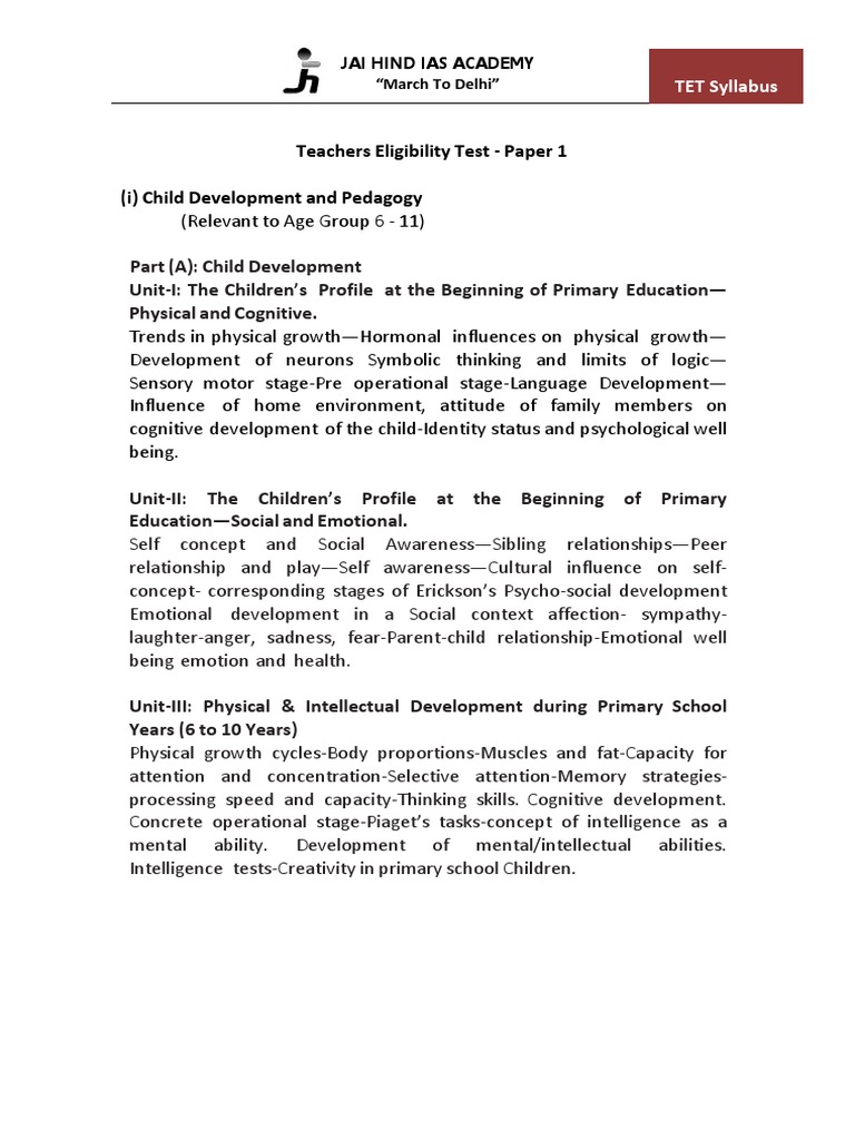 TET Paper 1 Child Development and Pedagogy | PDF | Learning | Relationships