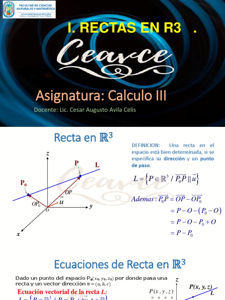 Clase 2 - 1 Rectas en R3 | PDF | Línea (geometría) | Vector Euclidiano