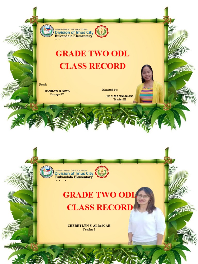Grade Two Odl Class Record: Bukandala Elementary School | PDF