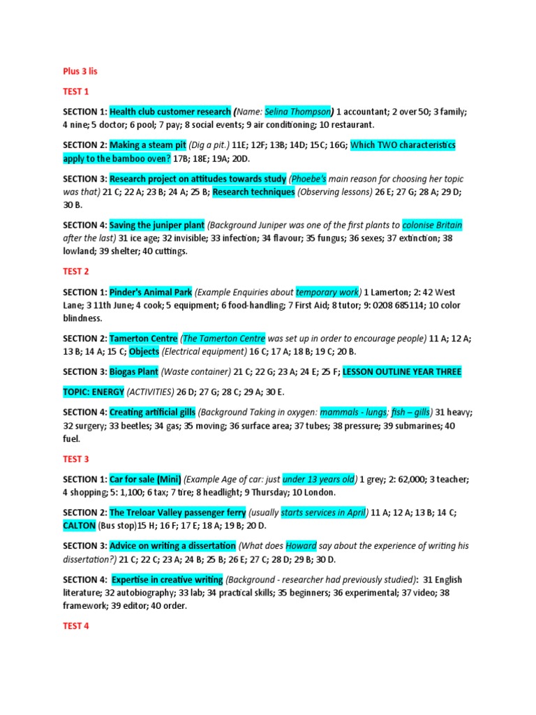 Plus 3 Lis Test 1 | PDF