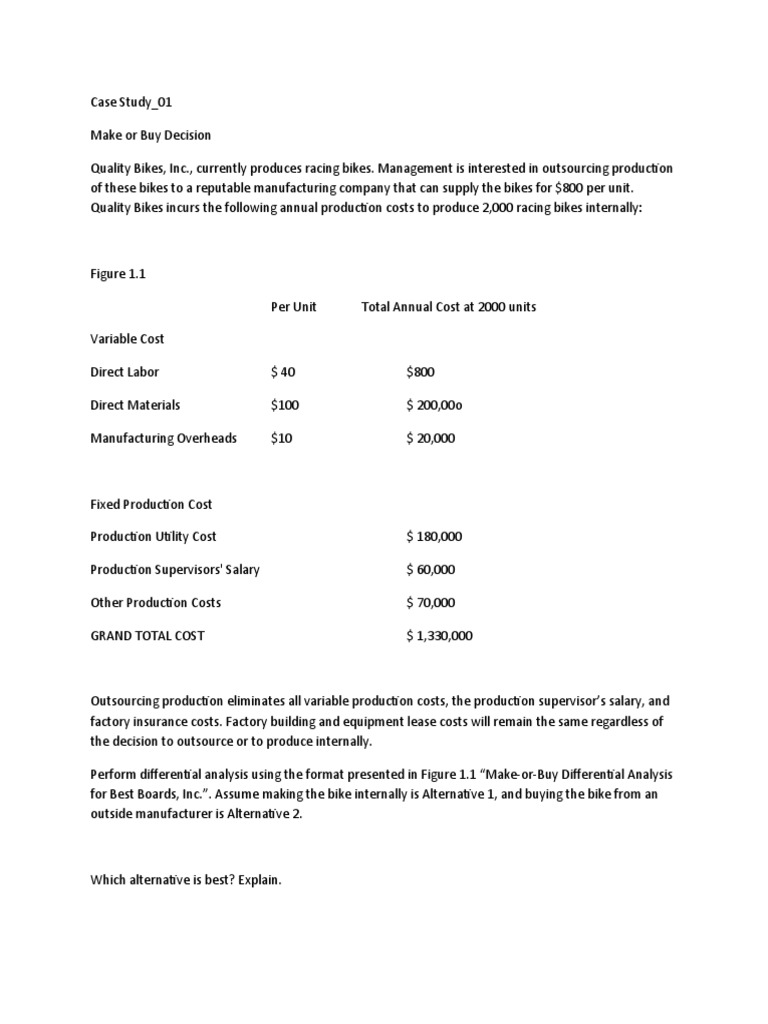 Case Study 01 | PDF | Cost Of Goods Sold | Cost