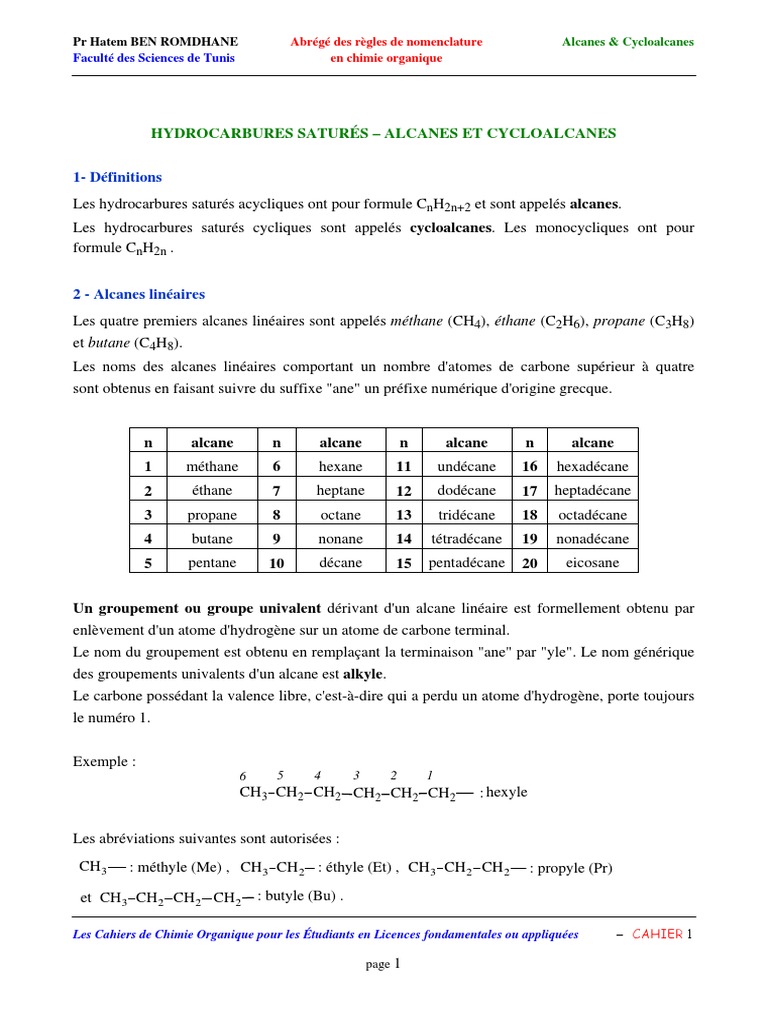 Hydrocarbures Saturés - Alcanes Et Cycloalcanes | PDF | Alcane ...